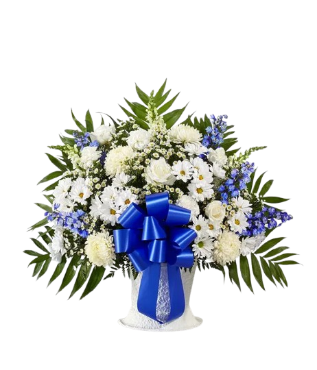 Blue & White Heartfelt Sympathy Floor Basket for You